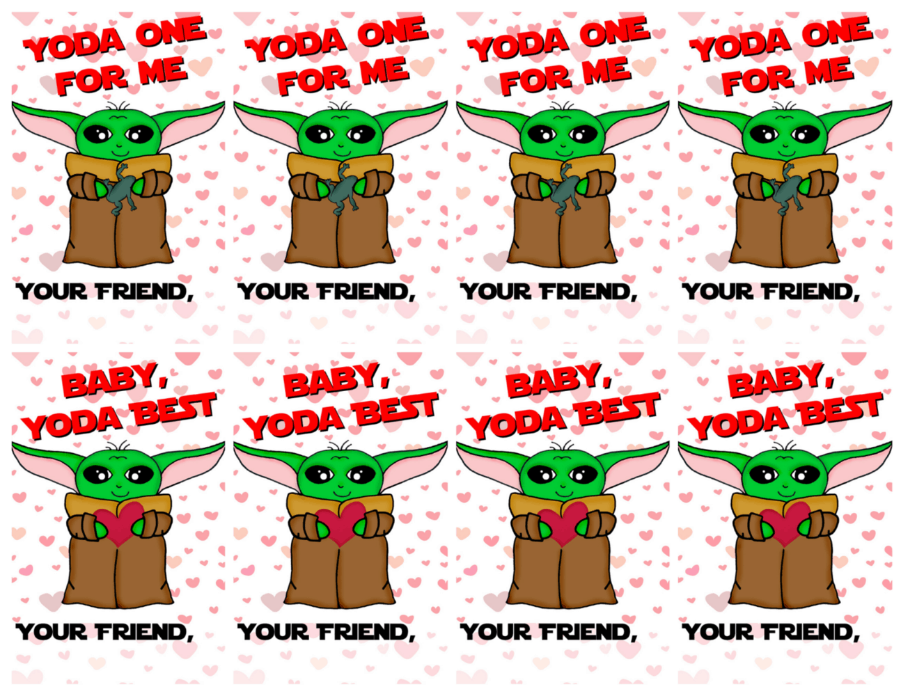 Free Printable Baby Yoda Valentine's for Your Kid's Class - stlMotherhood